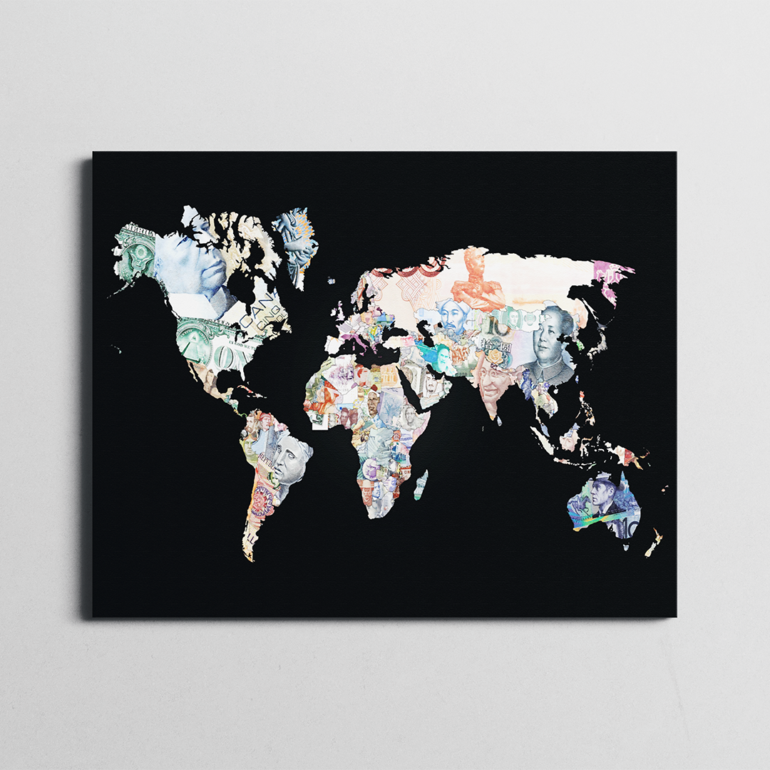 Money Map Art: Inspirational Map Money and Motivational Poster ...
