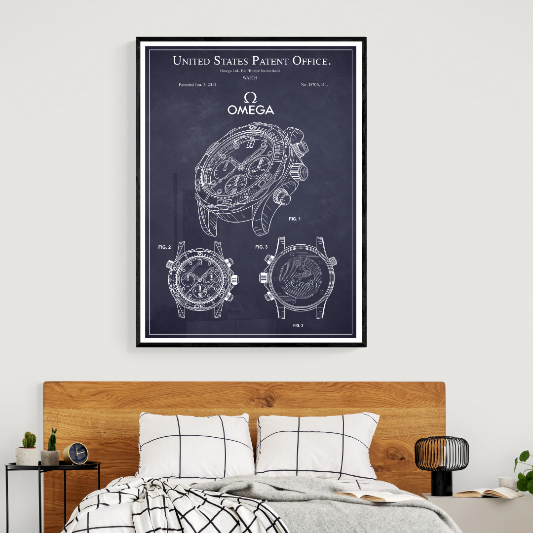 Vintage Omega Patent Prints | Classic Seamaster & Speedmaster Posters
